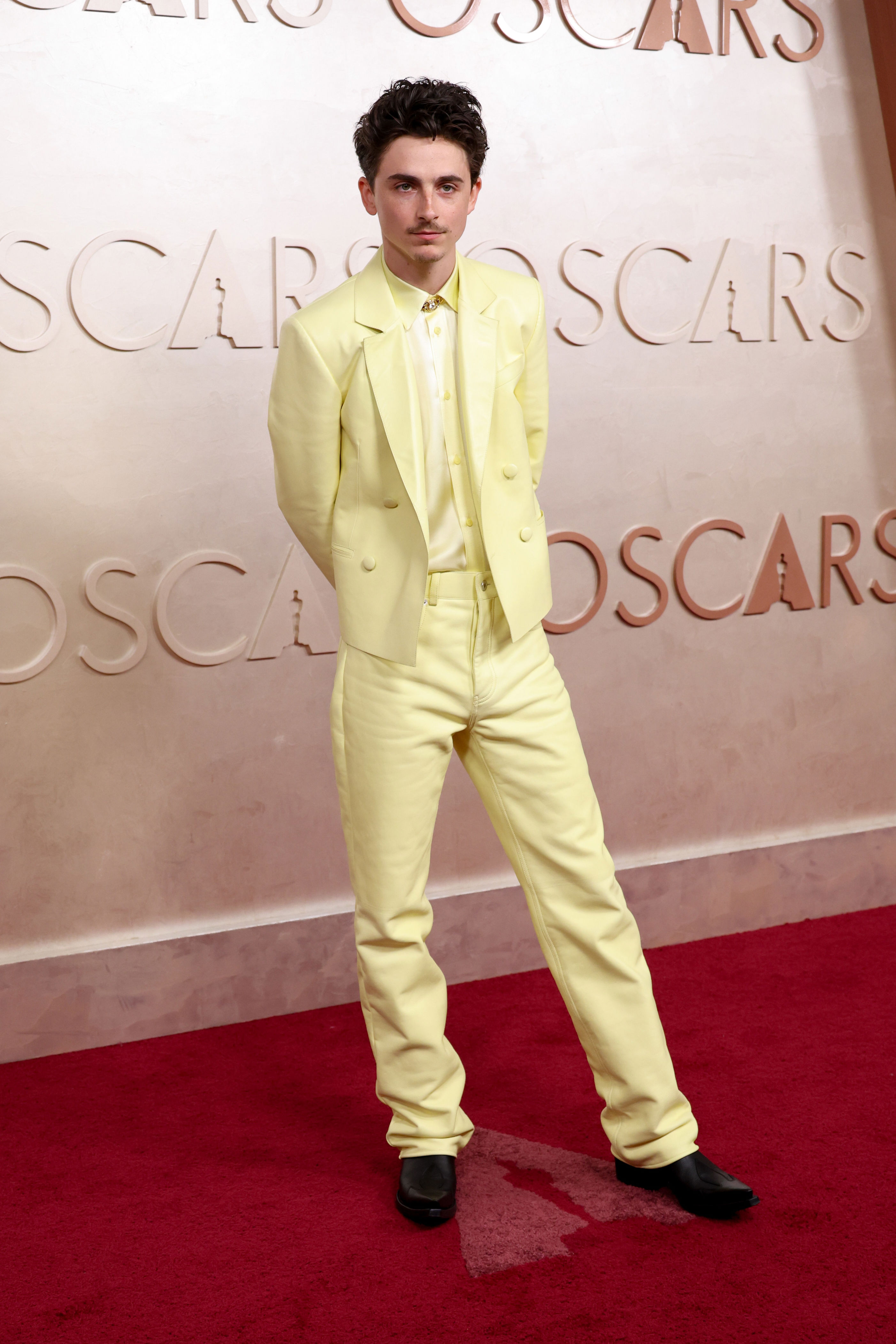 Timothée Chalamet Rizzed Up the Oscars Red Carpet in a Butter-Yellow ...