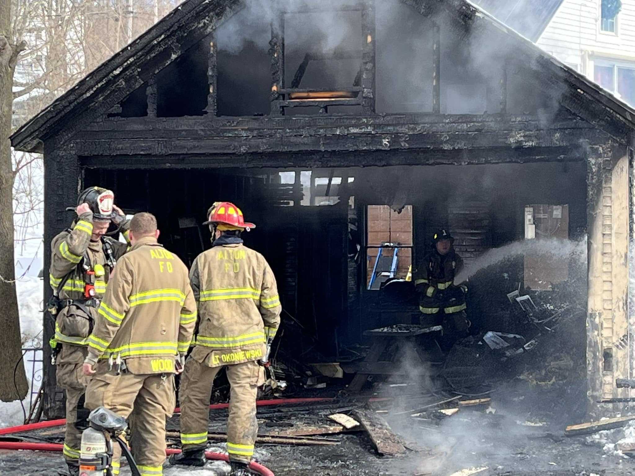 Crews battle garage fire on Main Street in Alton; No injuries reported