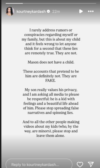 Kourtney Kardashian Addresses Rumor That Mason Fathered a Child