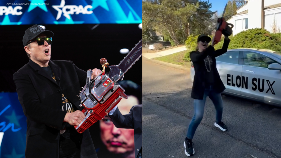 Elvira says ‘Elon sux,’ donates Tesla to NPR