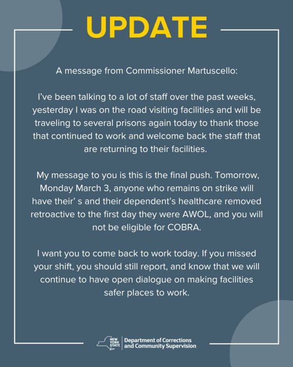 DOCCS commissioner: correction officers can still return to work, will ...