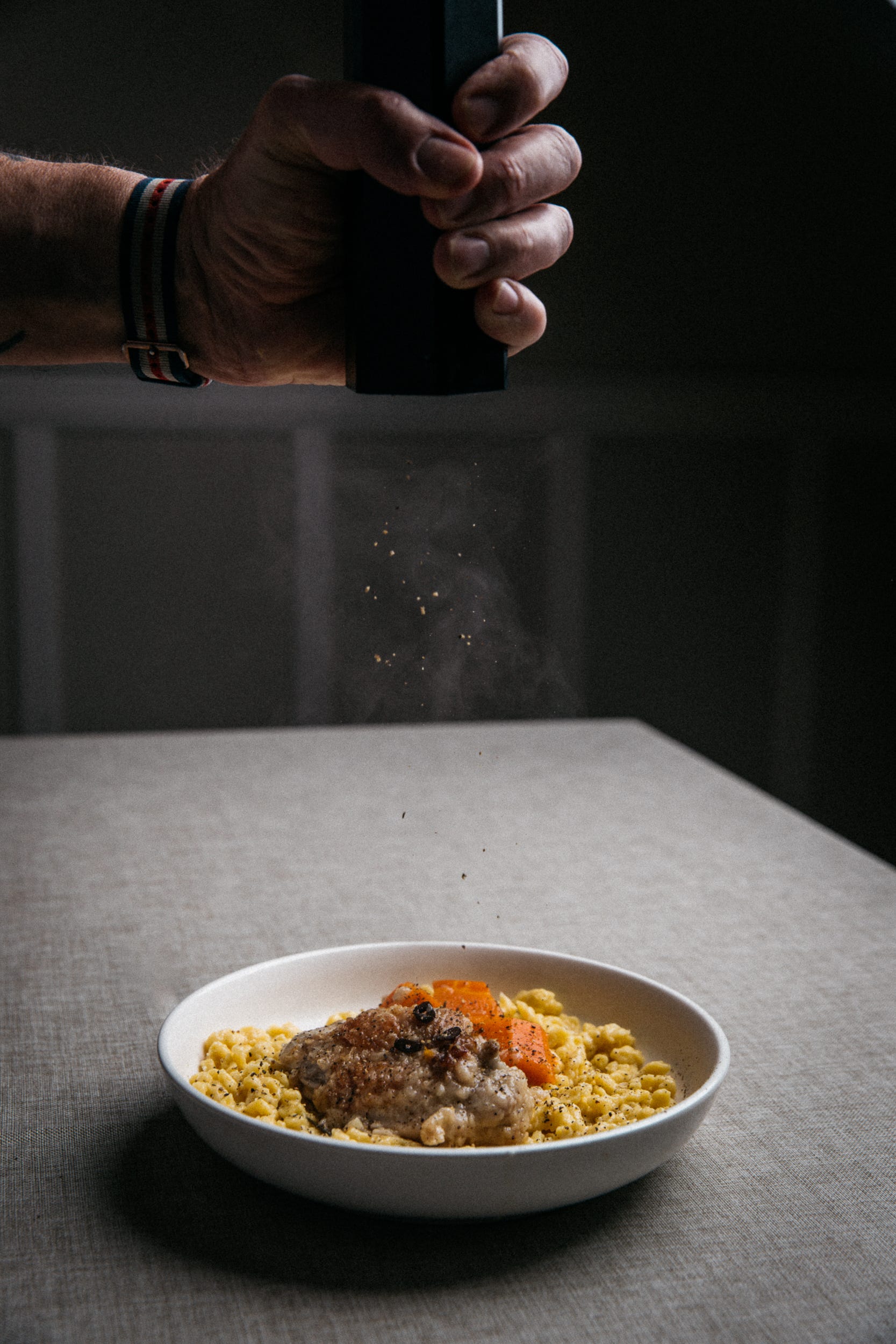 Vanilla & Rosemary Poached Rabbit with Spaetzle