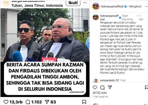 Hotman Paris Bongkar Kebohongan Firdaus Oiwobo, Ternyata Tahu dari ... Hotman Paris Bongkar Kebohongan Firdaus Oiwobo, Ternyata Tahu dari ...