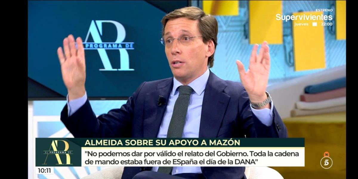 Almeida elude cualquier culpabilidad a Mazón sobre la DANA y sorprende ...