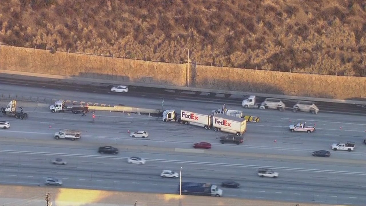 10 Freeway crash: Collision involving FedEx truck snarls traffic in Pomona