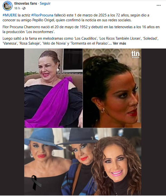 Flor Procuna, icónica actriz de ‘Los ricos también lloran’, fallece a ...