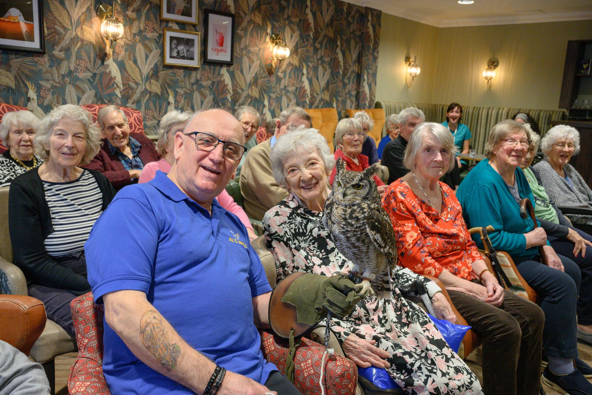 What a hoot: Oxfordshire care home welcomes friendly feathered visitors