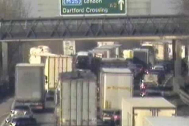 Woman in hospital after car overturns in crash on A2 near Gravesend