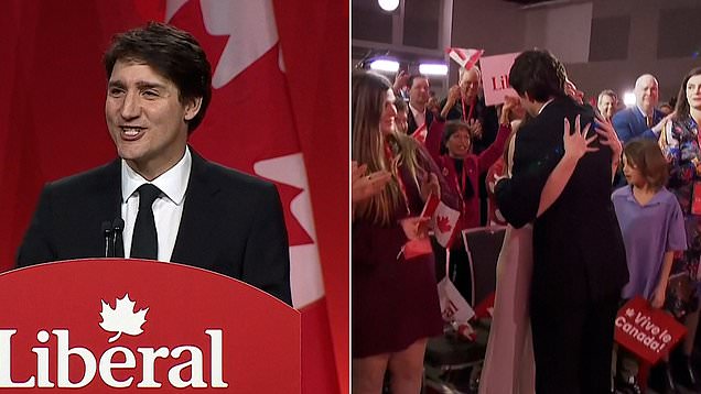 Trudeau pays tribute to his family as he signs off as PM