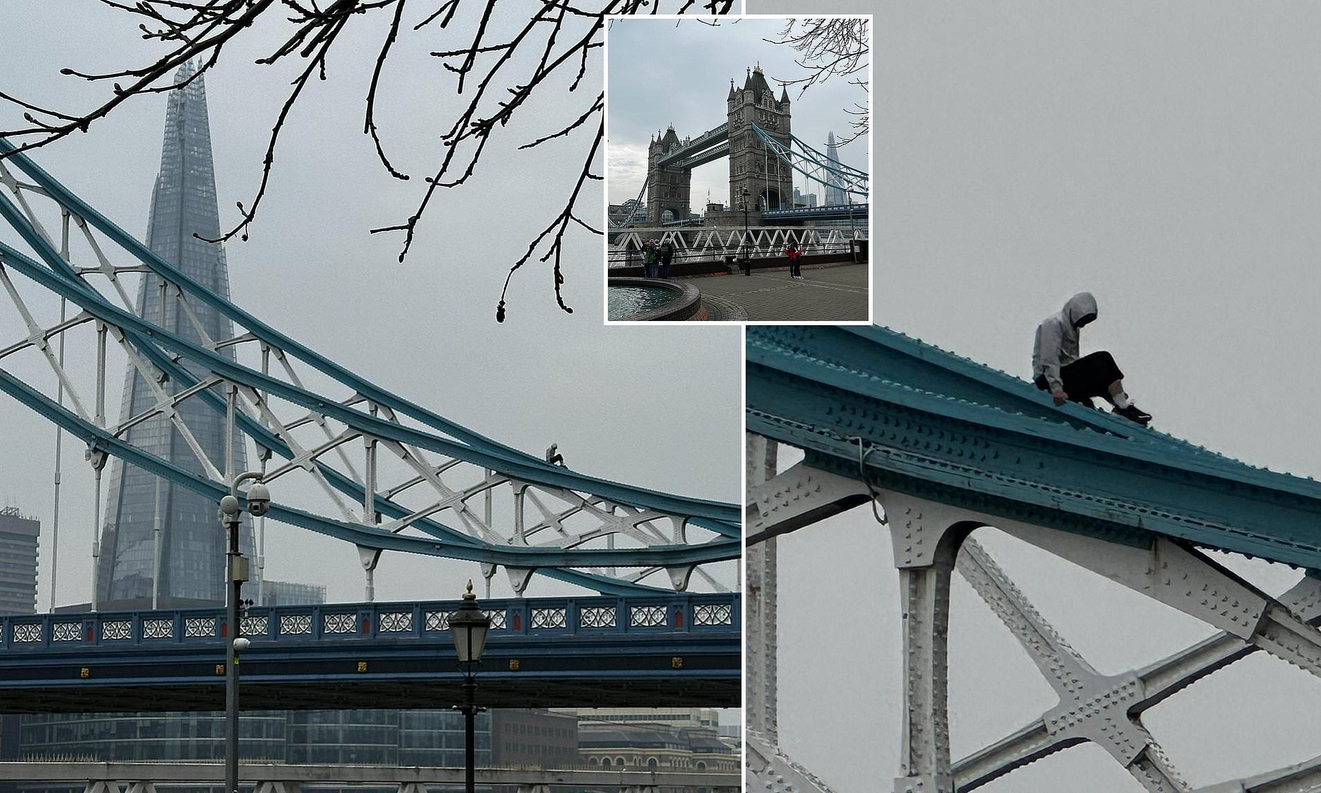 Tower Bridge CLOSED as man climbs up landmark to perch on railings