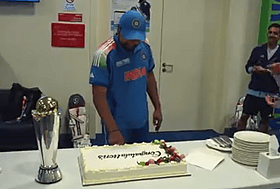 Video: Rohit Sharma Cuts Giant Cake In Dressing Room After Team India's ...