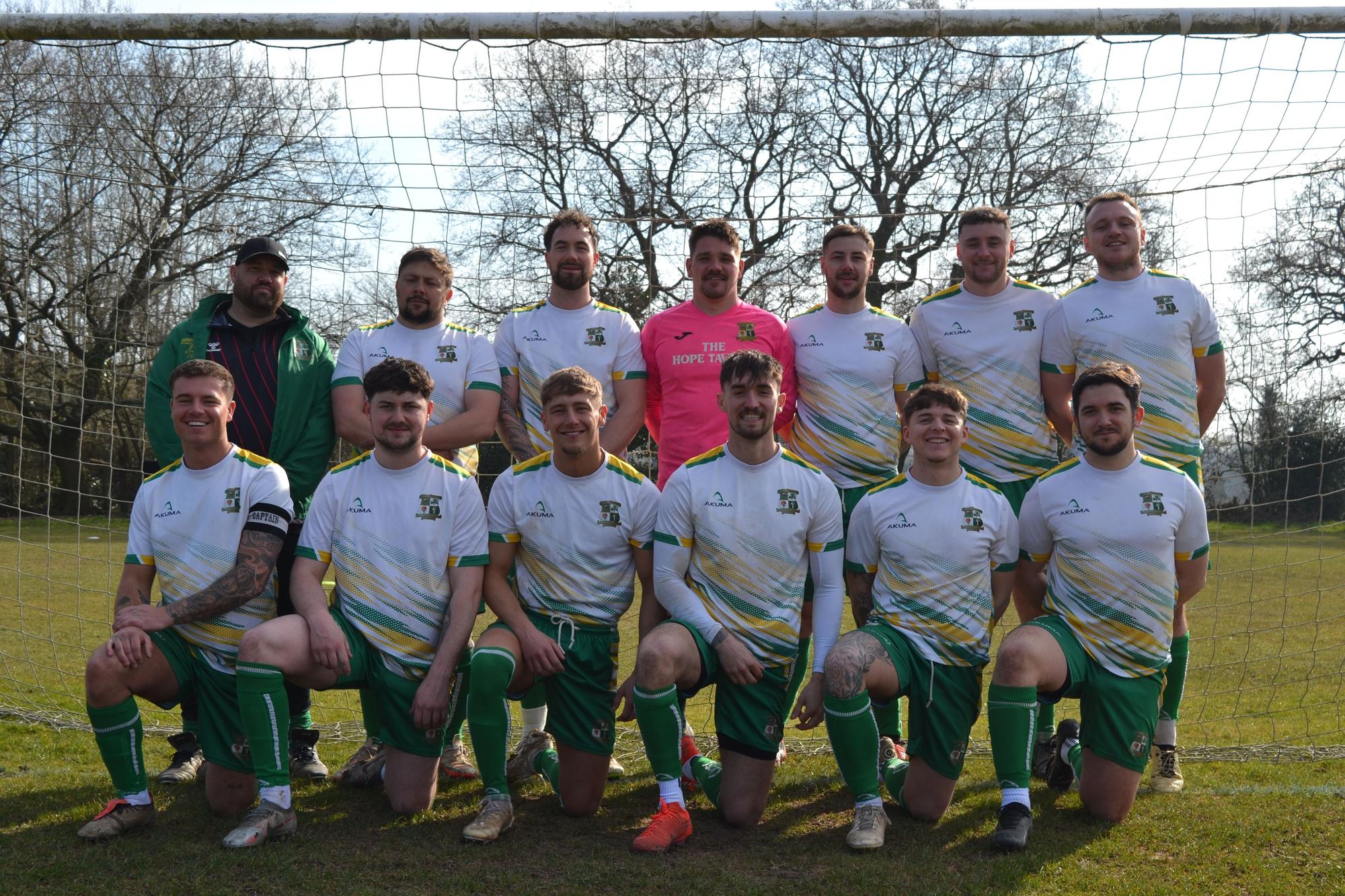 Cubbington celebrating after reaching a County Cup final