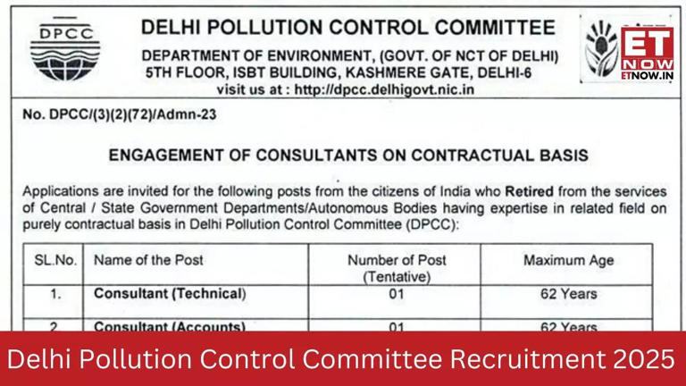 Delhi Pollution Control Committee Recruitment 2025: Consultant ...