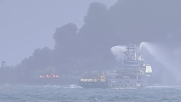 Over 30 people rescued after oil tanker and cargo ship crash