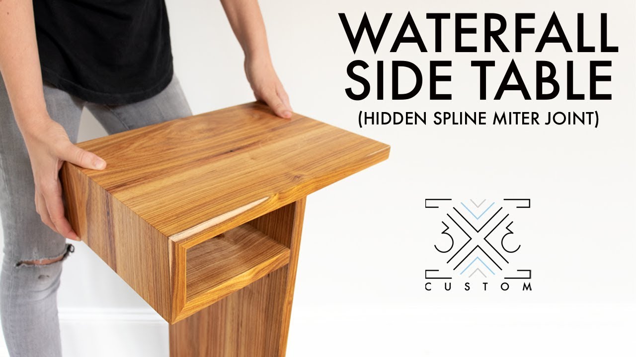 Waterfall End Table with Hidden Spline Miter Joint // Woodworking ...