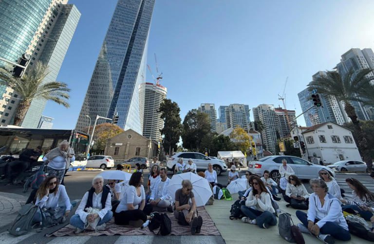 Protesters call for hostage release outside of IDF military HQ for ...