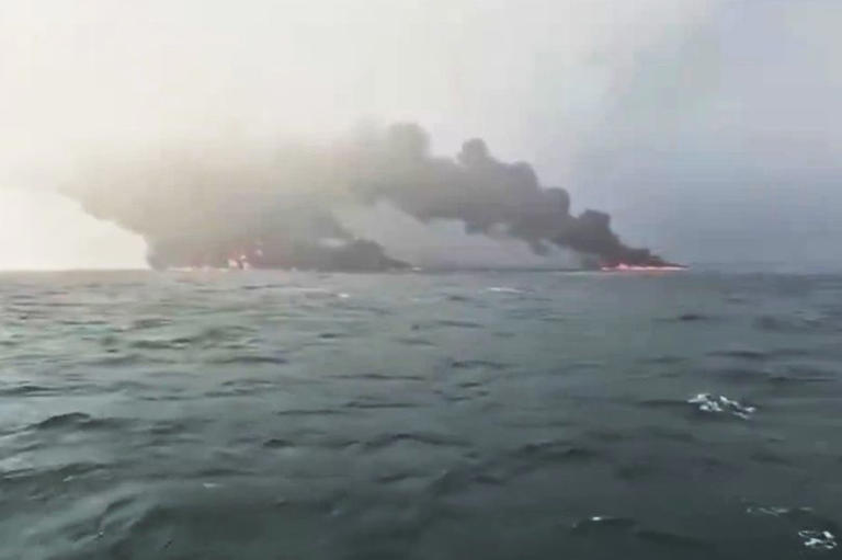 Oil tanker on fire after cargo vessel crash in North Sea as rescue ...