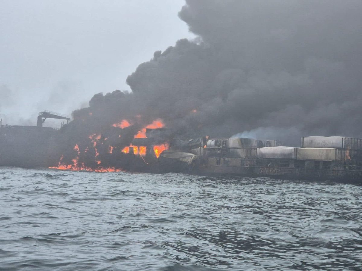 Tanker burning off UK coast after collision was filled with US military ...