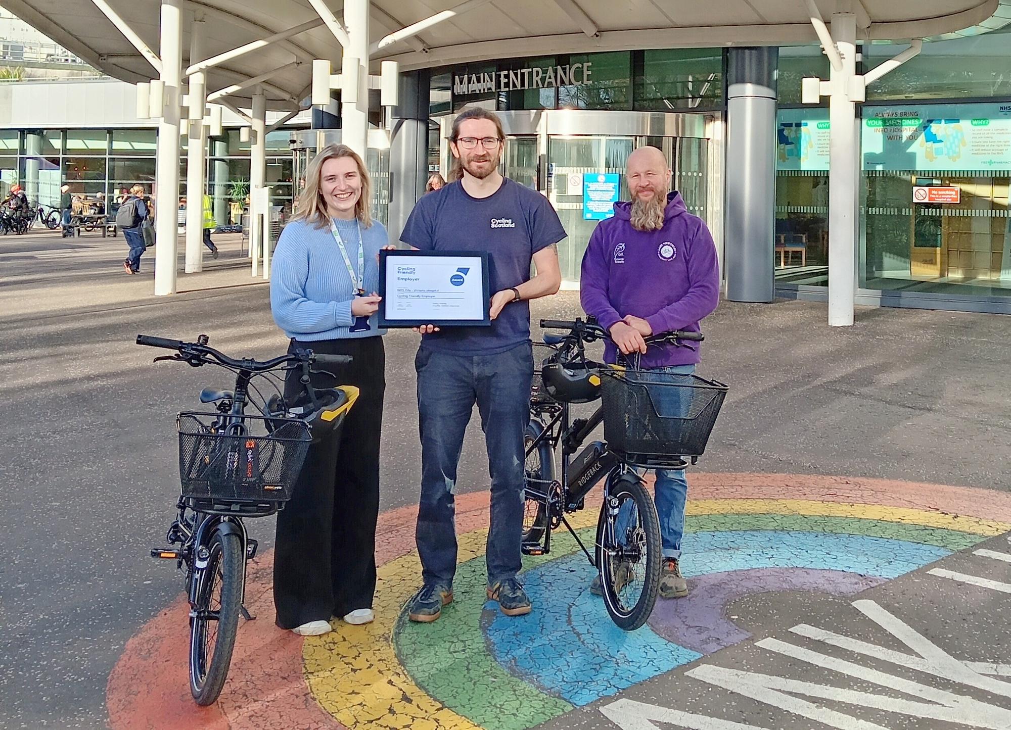 NHS Fife honoured in national awards for encouraging staff to cycle to work