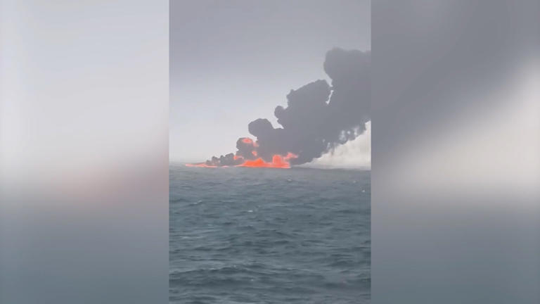 Oil tanker, cargo ship collide causing massive fire, smoke in North Sea