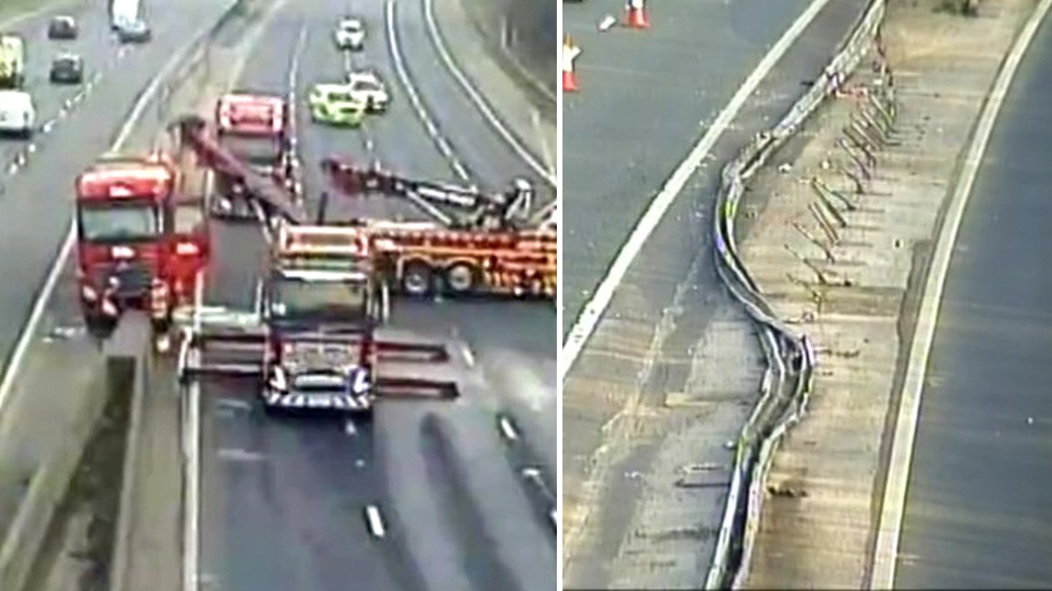 Lorry crashes into central reservation on busy motorway causing rush ...