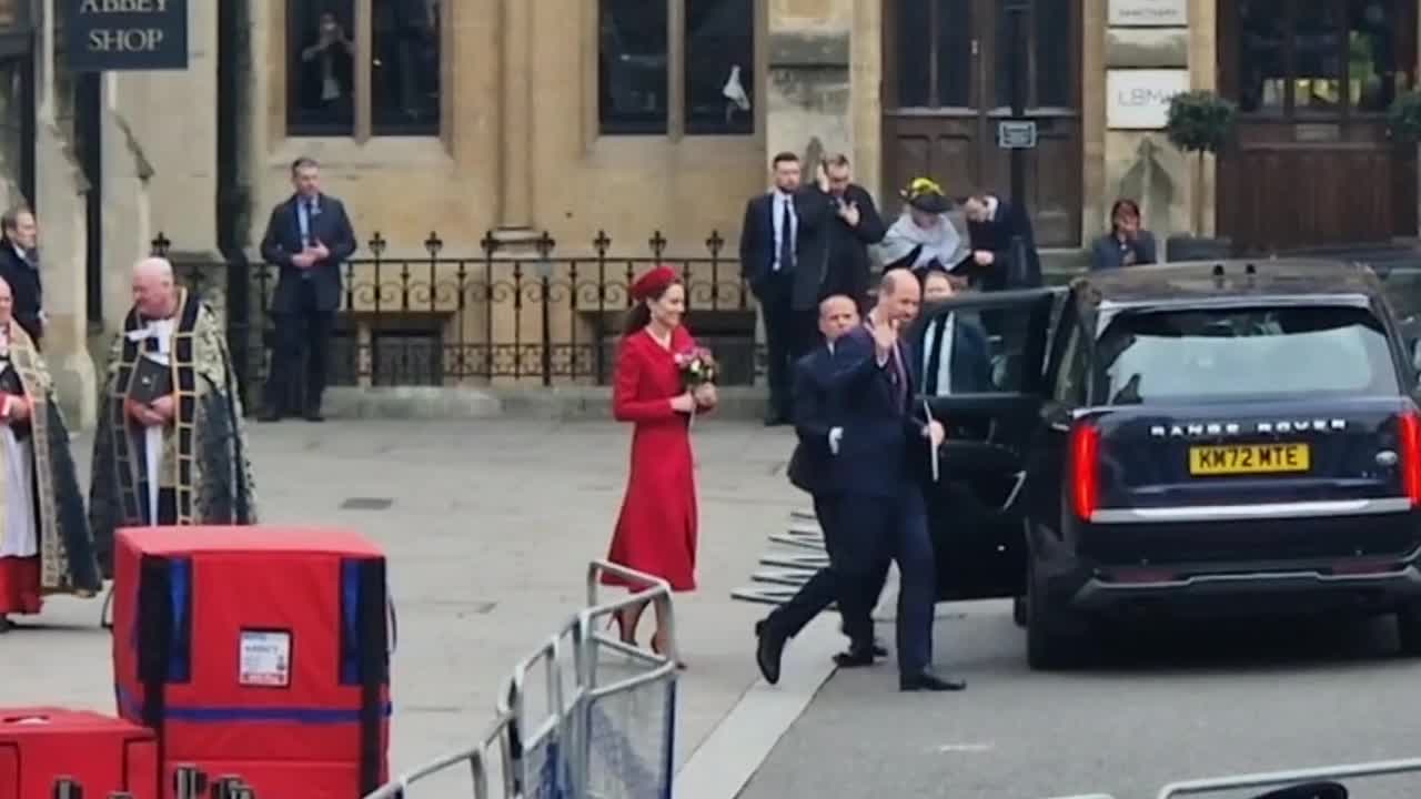 Princess Catherine and Angela Rayner both radiant in red as they depart ...