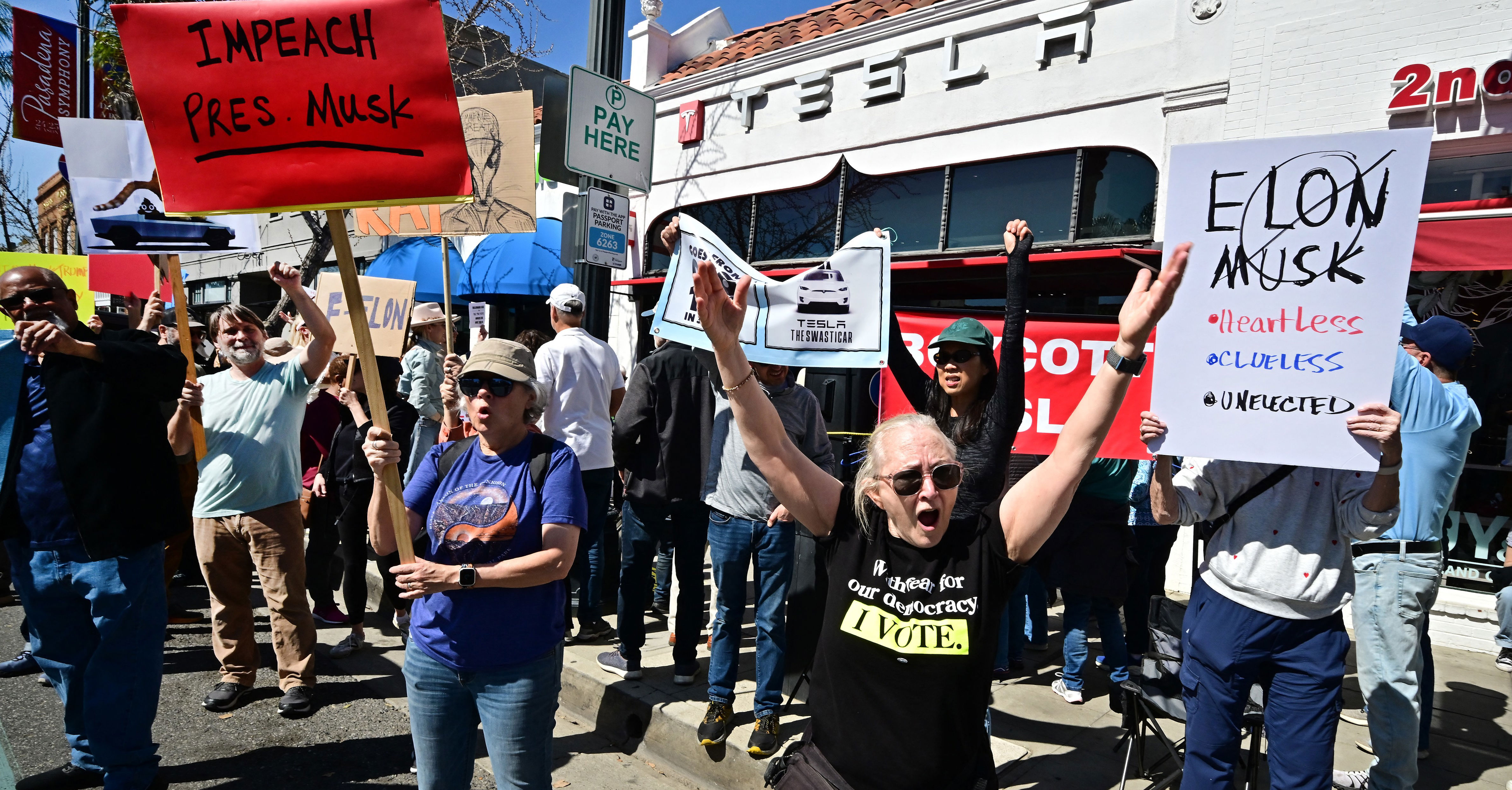 The Tesla protests are getting bigger — and rowdier