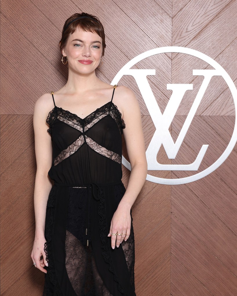 Emma Stone Embraces Lingerie Inspiration in Sheer Lace Slipdress at ...