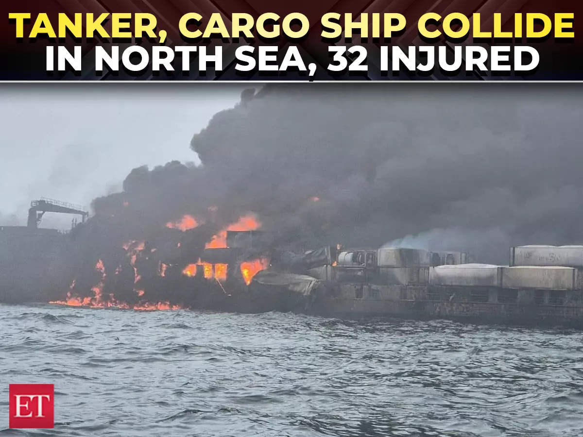 Oil tanker and cargo ship collide off UK coast, triggering massive fire ...