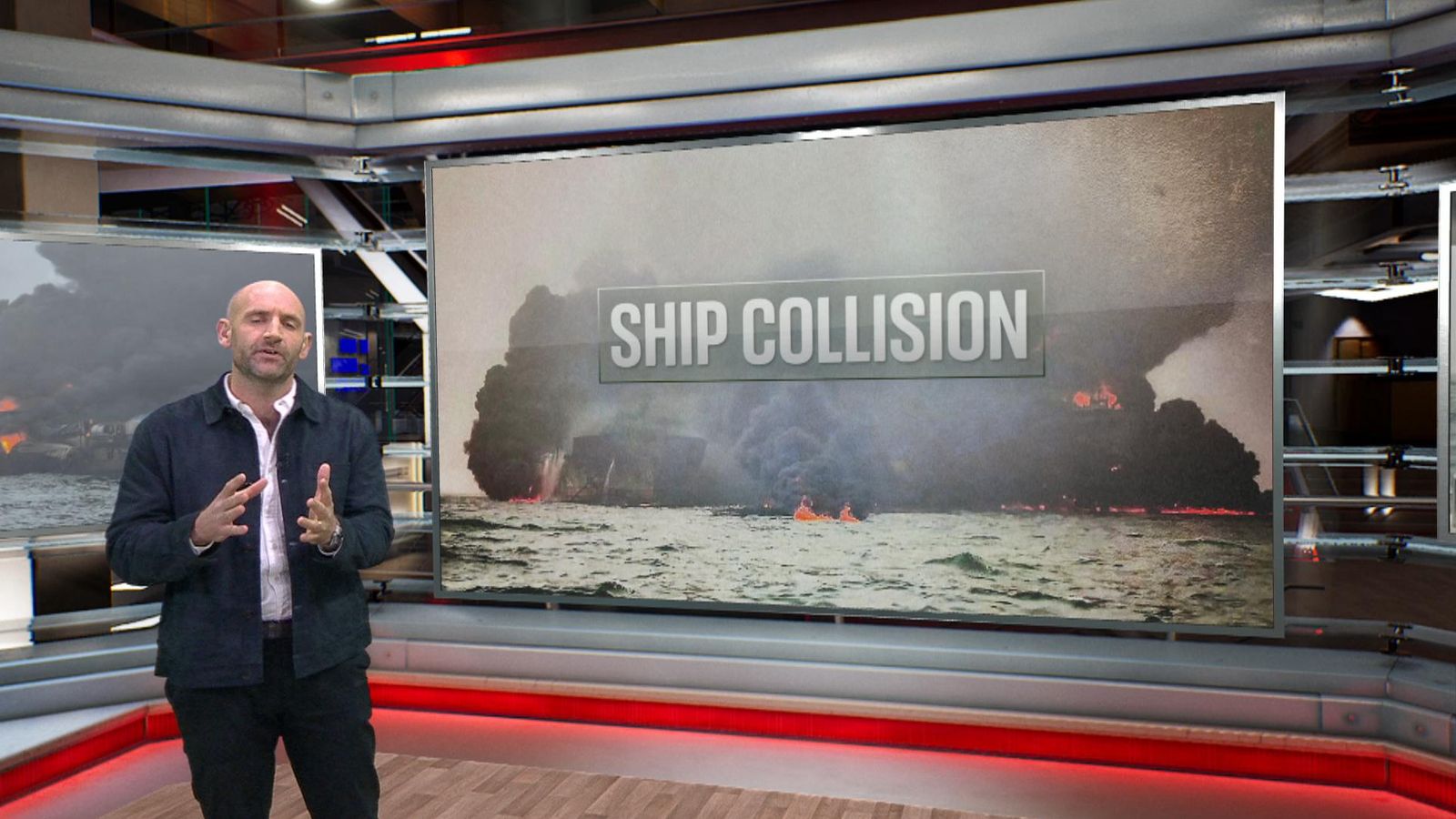 How did ships collide in the North Sea?