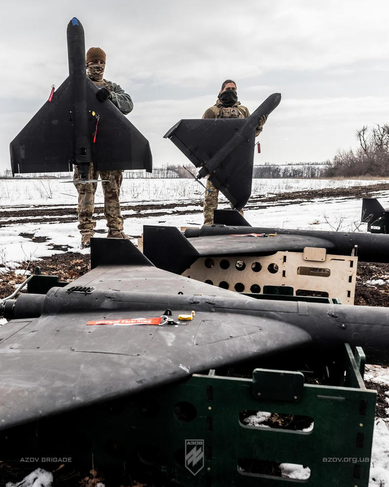 Ukraine's Azov fighters have a new homemade Shahed-like drone they say makes it easier to hunt ...
