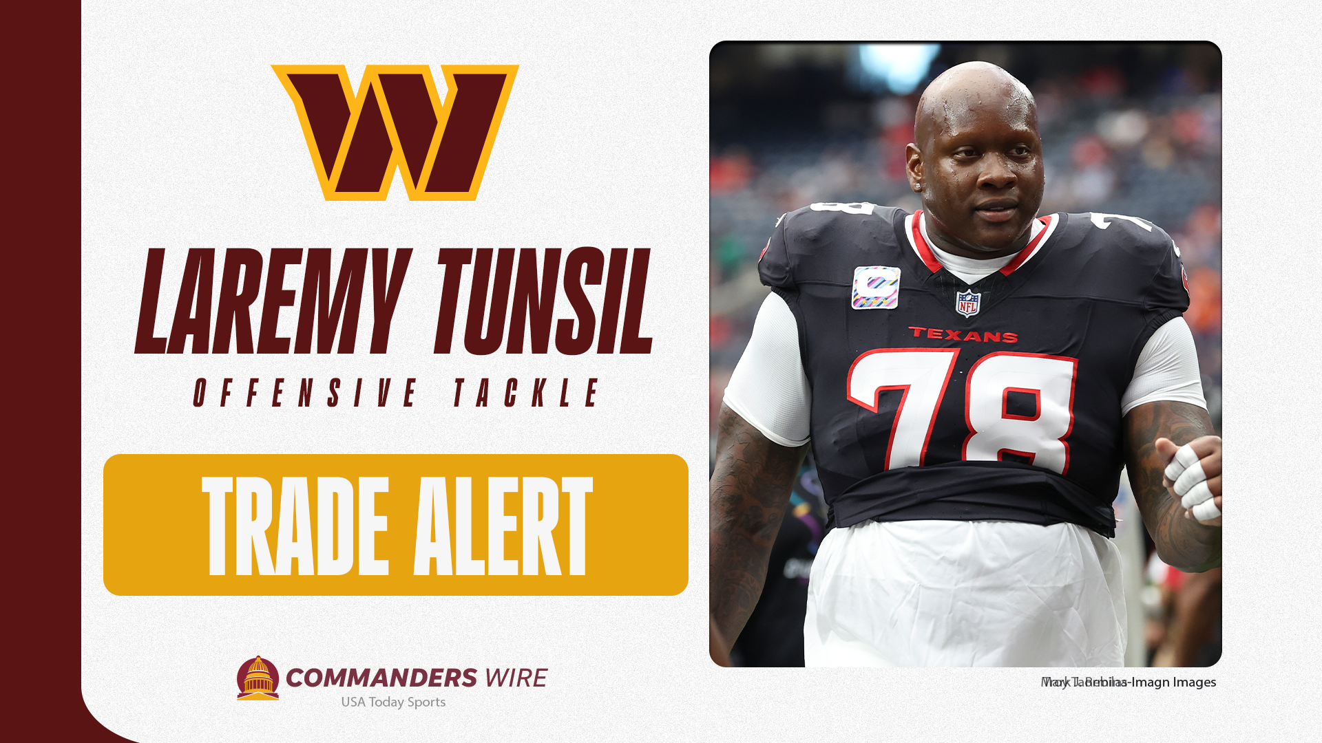 Washington Commanders trade draft picks to Houston Texans for left ...