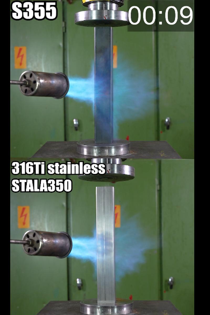 Test di resistenza al calore su acciaio inox S355 e 316Ti