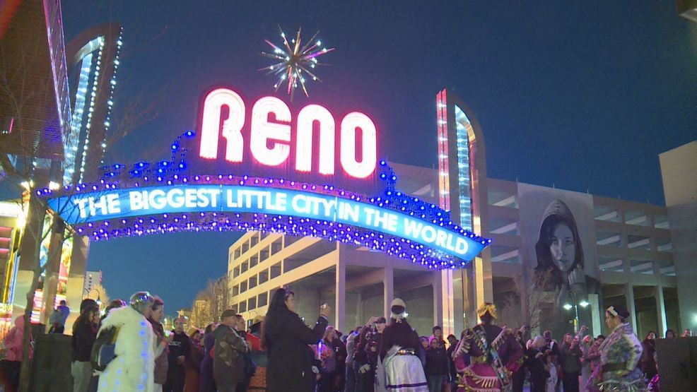 Reno Arch shines purple for Women's History Month