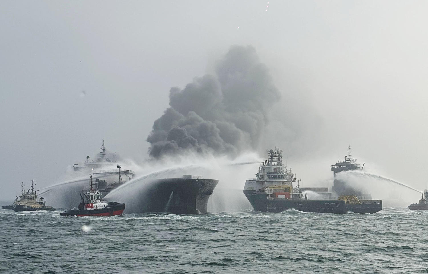 Tanker and cargo vessel in fiery collision off English coast ...