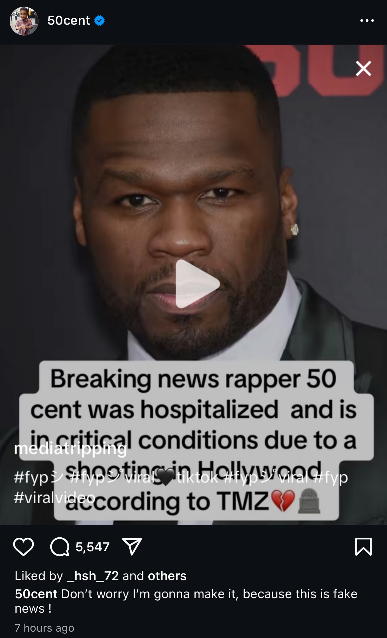50 Cent Calls Speculation He Was Shot ‘Fake News'