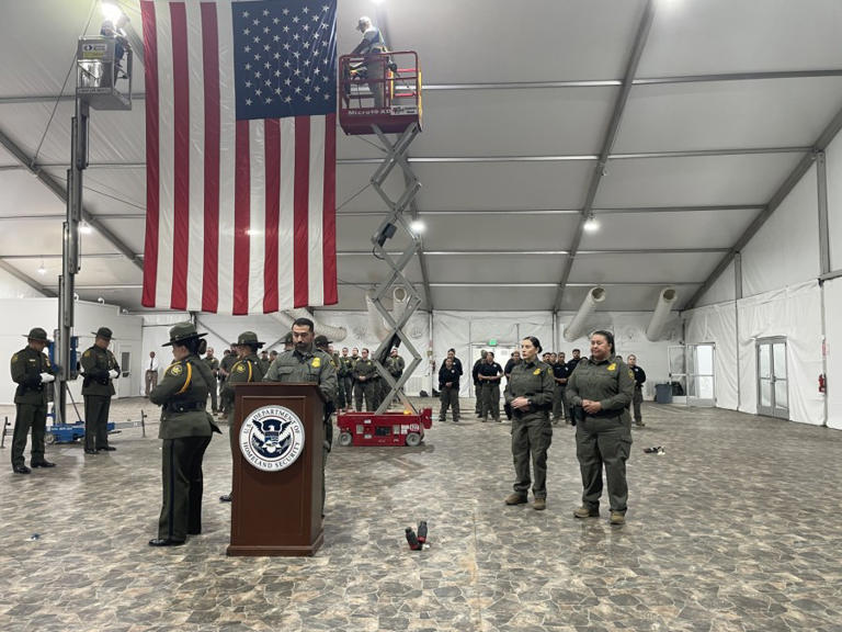 WATCH: Flag-lowering ceremony closes CBP tent processing site on South ...