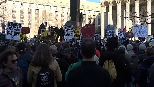 Demonstrators in NYC protest ICE arrest of Palestinian activist
