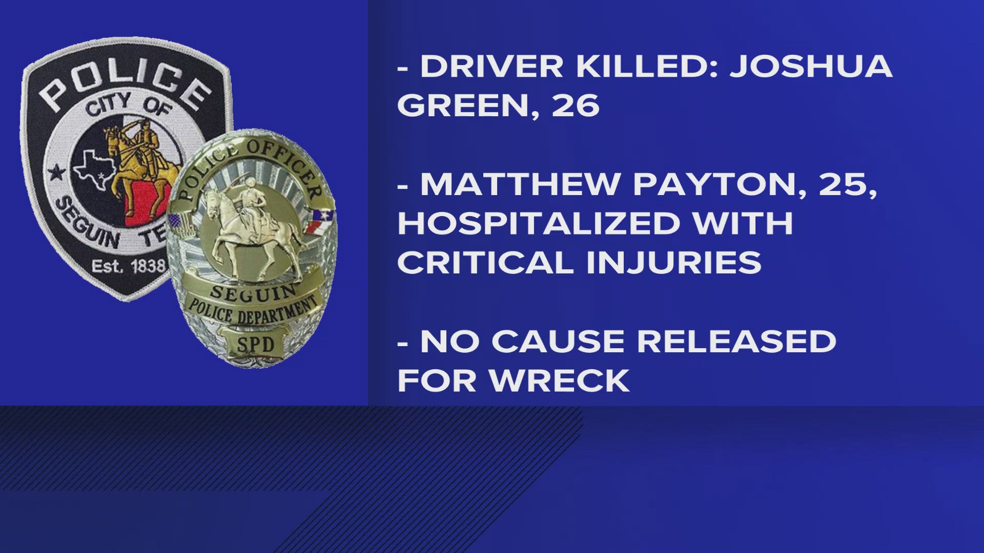 Seguin police release identity of man killed in crash along highway