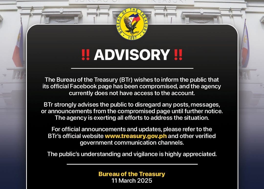 Treasury FB page hacked —DOF