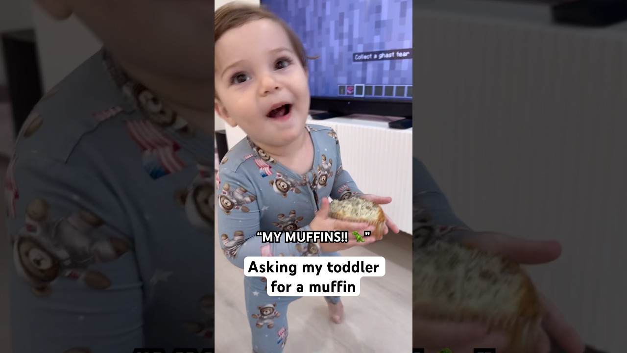 Child fiercely protects muffins in a hilarious family moment