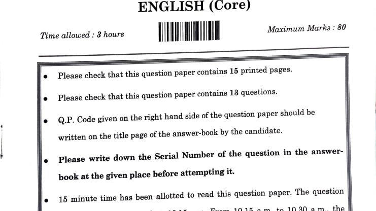 CBSE Class 12 English Exam 2025: Get full question paper breakdown