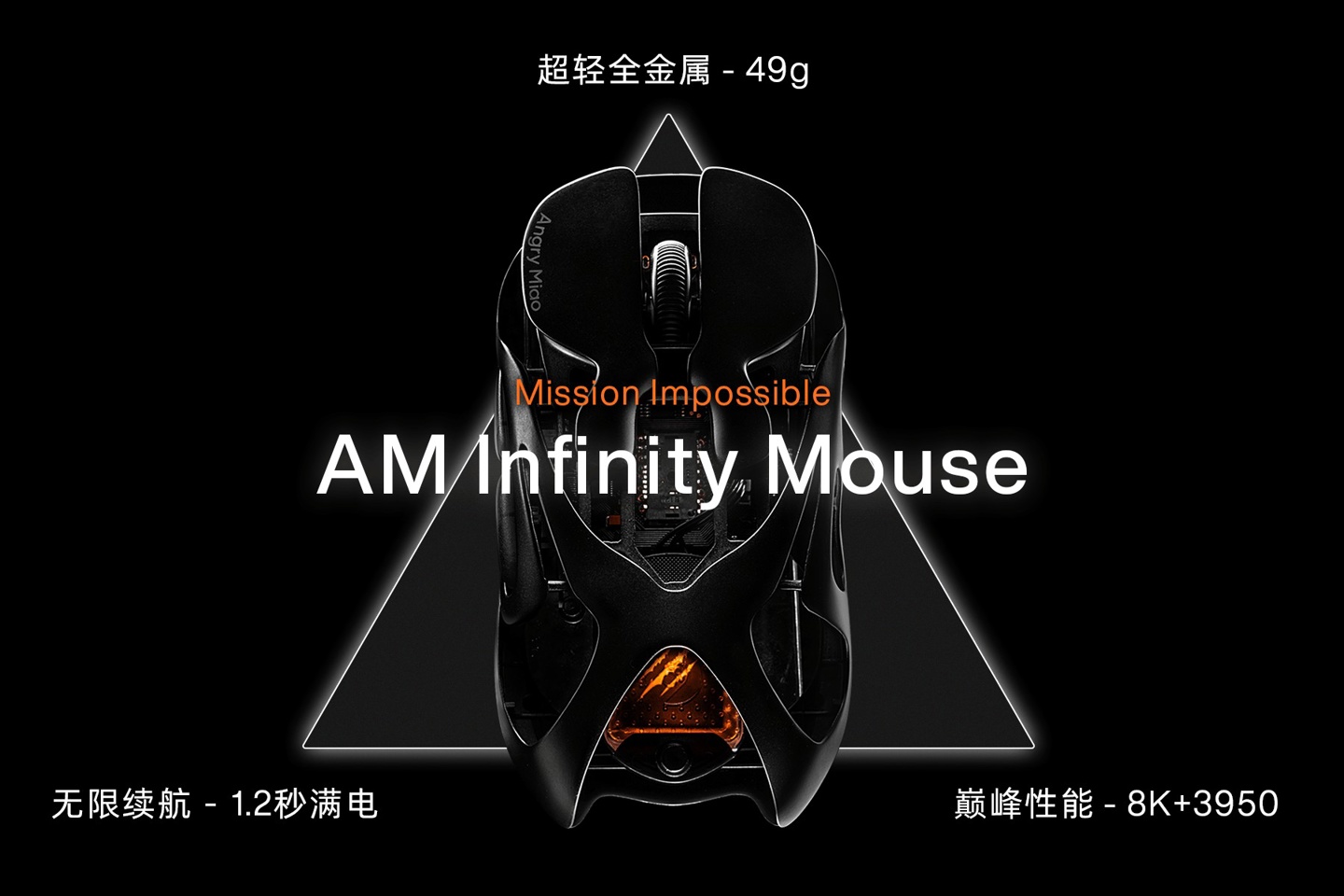 怒喵 Infinity Mouse 鼠标发布：热插拔磁吸换电，含电池重 49g