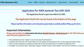 IISER 2025 Application Process Begins For BS, BS-MS, & BTech Courses At iiseradmission.in; Check ...