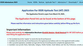 IISER 2025 Application Process Begins For BS, BS-MS, & BTech Courses At iiseradmission.in; Check ...