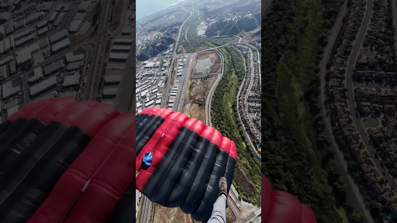 I tried to stand on his skydive parachute