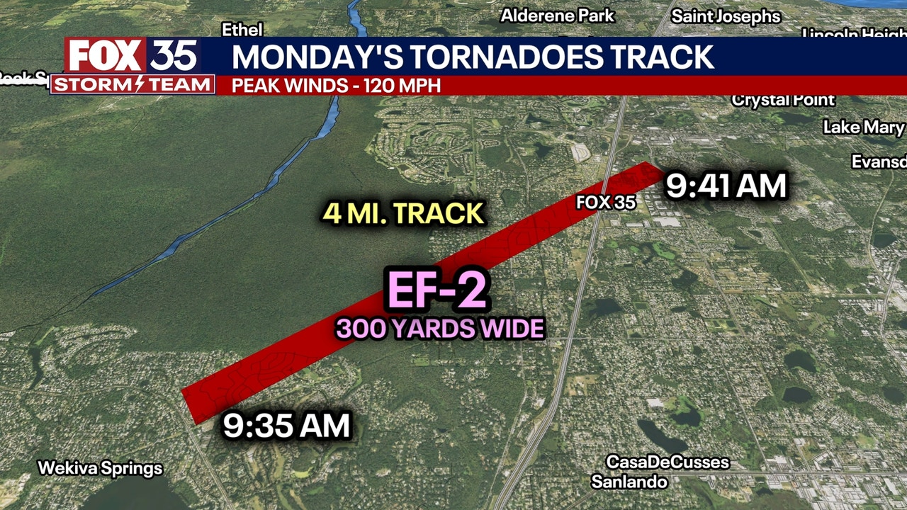 Path of EF2 tornado that hit Florida: see timeline, impacts to Seminole ...