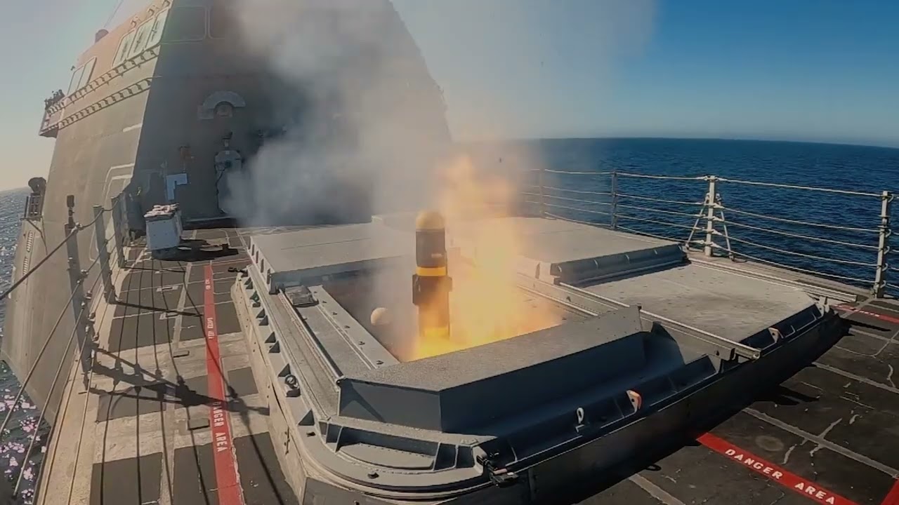 Precision Firepower: USS Montgomery’s Hellfire Missile Launch