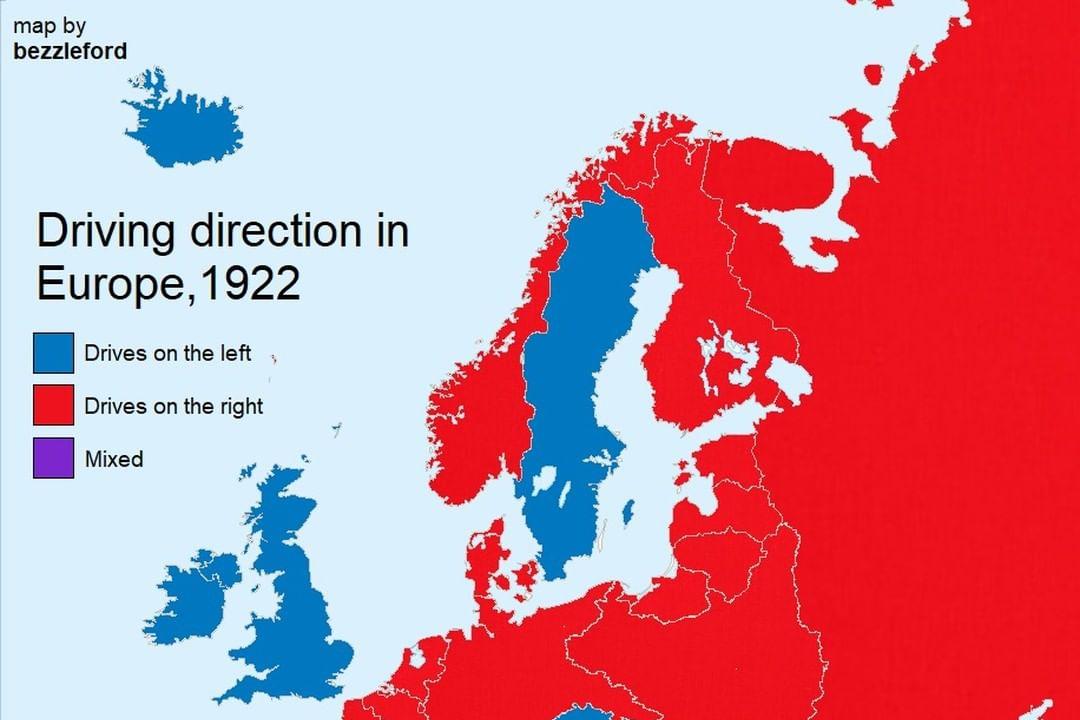 European countries that switched from left to right driving directions