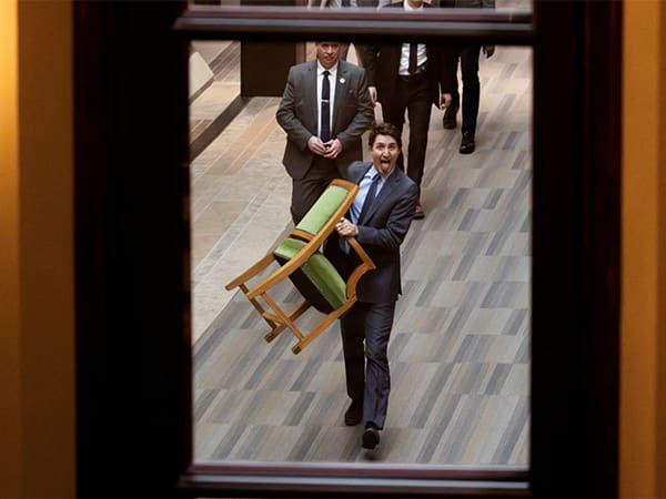 A tongue-in-cheek farewell: Justin Trudeau exits Parliament with chair ...